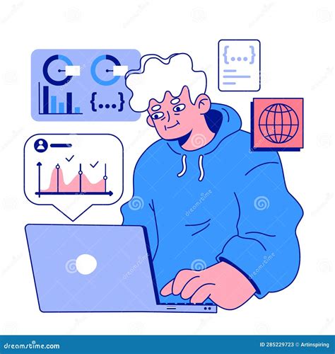 Senior Developer Oldman Programming And Coding Stock Vector