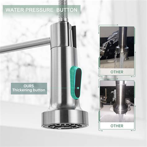 Wewe Kitchen Faucets Brushed Nickel Kitchen Faucet With Pull Down