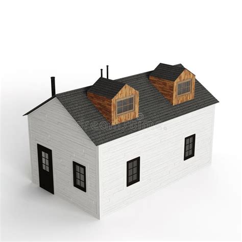 3d Rendered Scale Model Of A White Simple House Stock Illustration