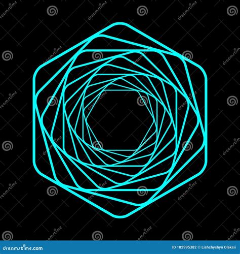 Colored Swirling Lines Hexagon Shape Vector Twisted Wireframe Geometric Element Abstract