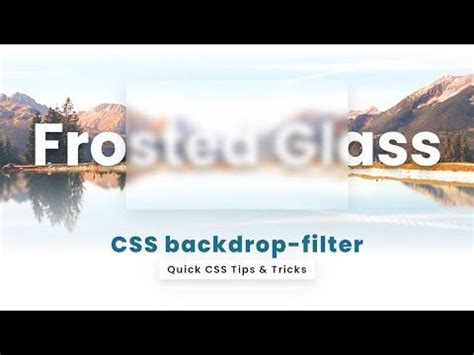 Css Frosted Glass Effect Using Backdrop Filter Css Blurred Glass Effect