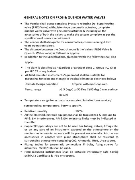 General Notes On Prds Pdf Valve Electromagnetic Interference