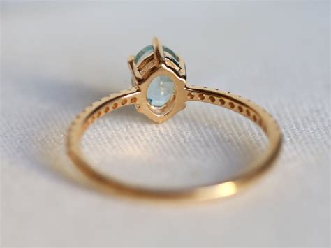 Ovaler Aquamarin Diamant Verlobungsring Aquamarin Ring Etsy De