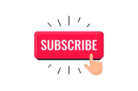 빨간색 버튼은 손 커서 클릭으로 구독합니다 블로거 소셜 미디어 채널에 가입 블로깅 또는 스트리밍 공유 Conncept 뉴스레터 콘텐츠 전송 벡터 일러스트레이션 고객 참여에