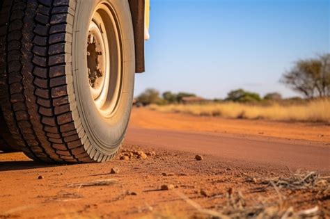 Premium Ai Image A Closeup Of A Cargo Trucks Wheel And Tire On A