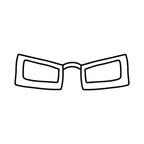 손으로 그린 낙서 안경 검은 윤곽선 안경 선형 아이콘 선글라스 인쇄 색칠 페이지 디자인 로고의 벡터 스케치 그림 프리미엄 벡터