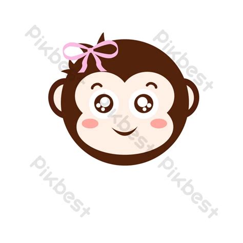 卡通手繪動物肖像可愛q版猴子圖案psd元素素材免費下載 Pikbest
