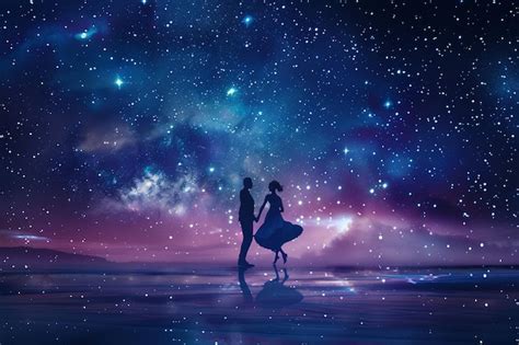 Premium Photo A Couple Dancing Under A Starry Night Sky