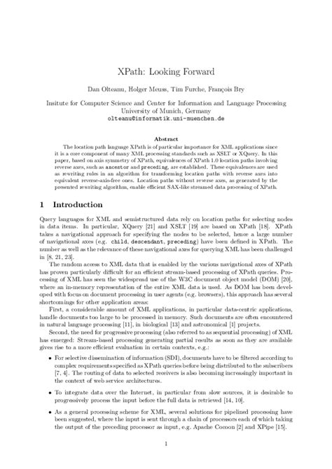 Pdf Xpath Looking Forward