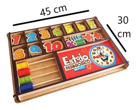 Brinquedo Educativo Estojo Pedagógico Grande 45cm Mdf Parcelamento