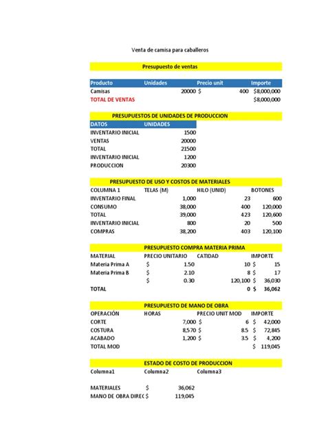 Presupuesto Maestro Pdf Presupuesto Comercio
