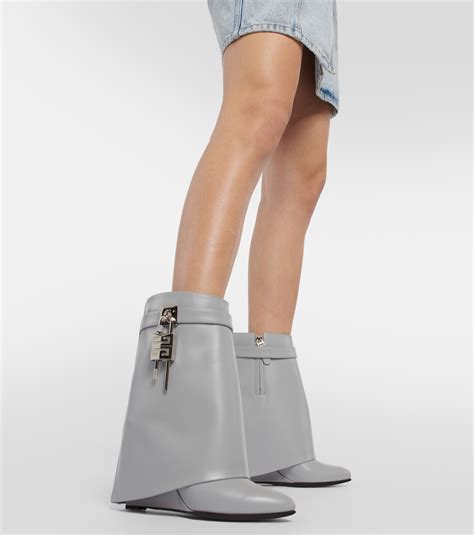 Shark Lock Leather Ankle Boots In Grey Givenchy Mytheresa