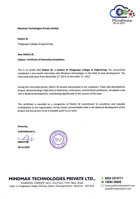 Ragul M On Linkedin Internship Webdevelopment Backenddevelopment Mindmaxtechnologies