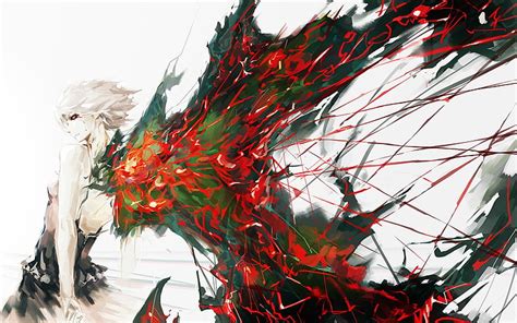緑髪の女性アニメキャラクターイラスト、 黒エプロンアニメの女性、 アニメの女の子、 東京喰種トーキョーグール：東京喰種：霧島とうか、 アニメ