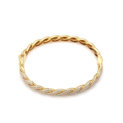Gold And Diamond Twist Hinge Bangle Bailey S Fine Jewelry