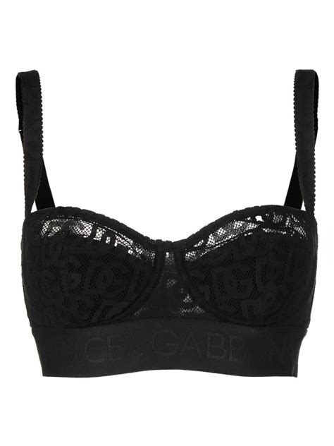 Dolce And Gabbana Jacquard Tulle Balconette Bra Black Farfetch