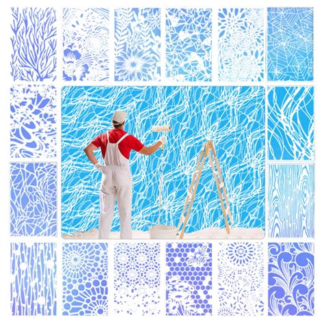 Geometric Texture Stencil Set For Diy Art Painting Reusable Flower