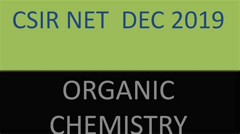 Csir Net Dec 2019 Solved Chemical Sciences Youtube