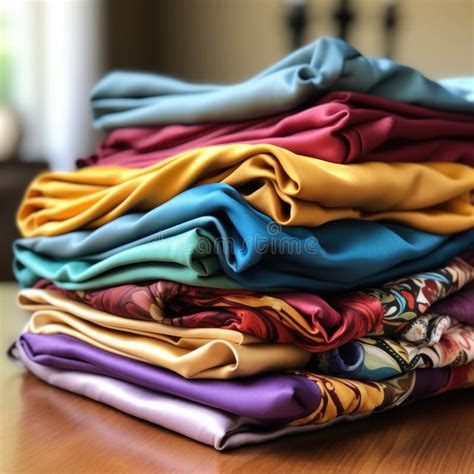 Pile Of Multicolored Different Cotton Fabrics Stock Illustration