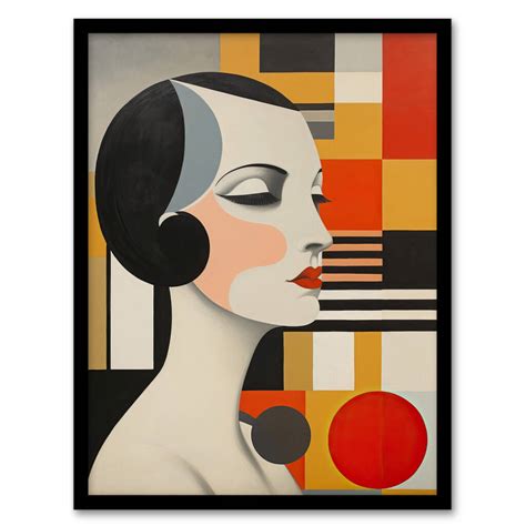 Bauhaus Art Deco Geometric Portrait Wall Art Print By Wee Blue Coo