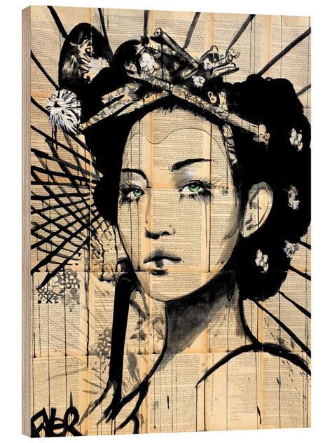 Posterlounge Holzbild Loui Jover Lotus Wohnzimmer Illustration