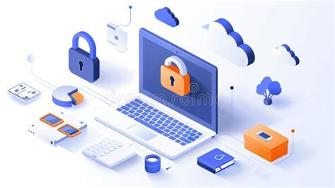 cyber security protecting data in the cloud stock illustration