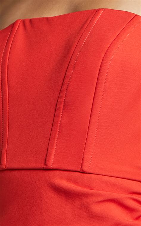 Bonne Mini Dress Strapless Corset Side Split Dress In Red Showpo