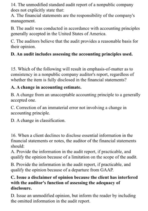 Solved 14 The Unmodified Standard Audit Report Of A