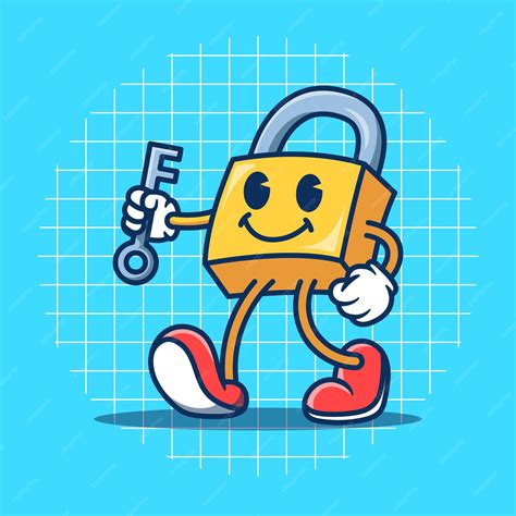 Premium Vector Illustration Of A Padlock Character Holding A Key In