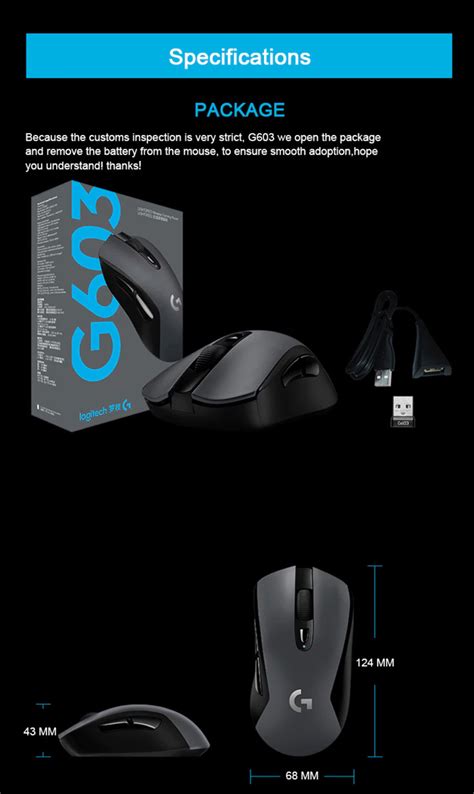Logitech G603 Wireless Gaming Mouse Black