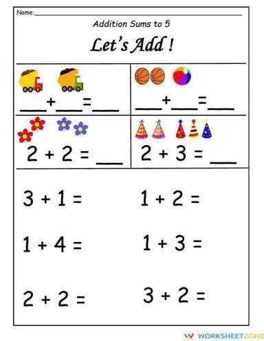 Math Worksheets Addition Sum To