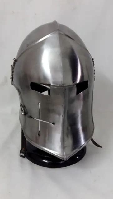 Medieval Metal Barbuta Knight Templar Crusader Armour Helmet Black Eur