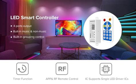 SP602E 4 CH Signal Output WS2812B Music Controller Built In Mic WS2811 WS2815 LED Light Strip