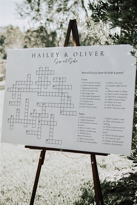 Custom Wedding Crossword Extra Large Minimalist Sip And Solve Puzzle