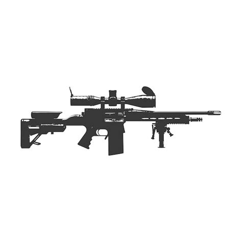 Silhouette Sniper Rifle Gun Military Weapon Black Color Only Premium