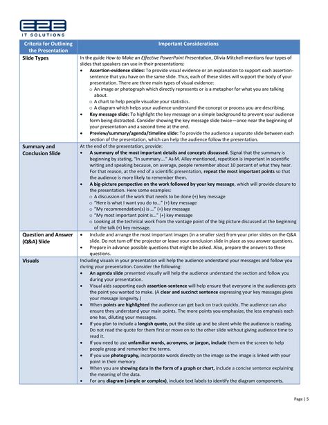 Outlining A Presentation Using The Assertion Evidence Design Pdf
