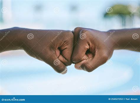 Success Support And Hands Giving Fist Bump For Motivation Celebration