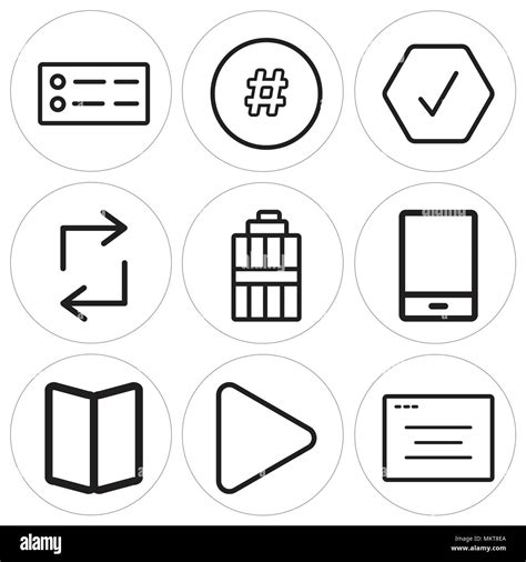 Set Of 9 Simple Editable Icons Such As Browser Play Button Map Phone Garbage Retweet