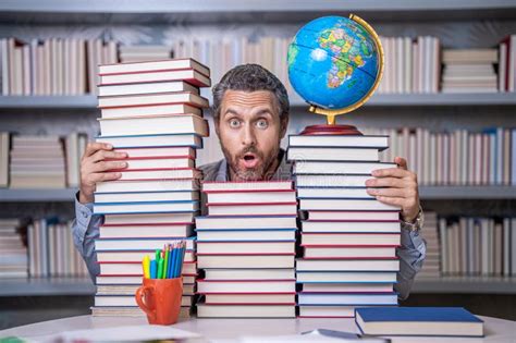 Man Nerd With School Book School Literature Education Nerd Man In