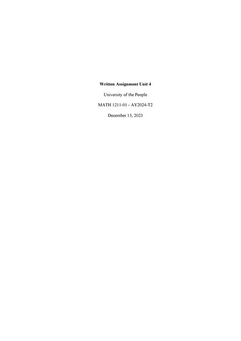 Written Assignment Unit 4 C T The Number Of Miles T Hours Of