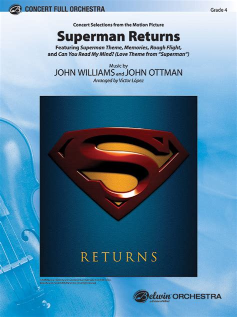 Concert Sels From Superman Returns Gr 4 Williams Ottman — The Sydney String Centre