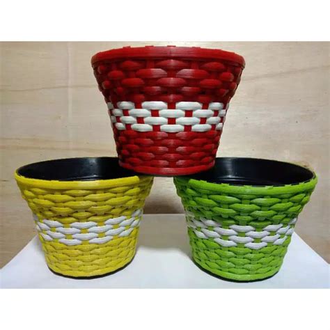 Jual POT Bunga Hidup Dan Tanaman Artifisial Hiasan Taman POT Anyaman Rotan Ukuran Cm Shopee