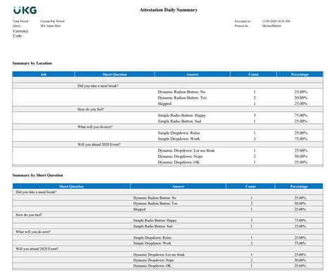 Attestation Daily Summary Report