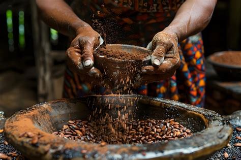 Traditional Cocoa Processing Handcrafting Chocolate From Beans Premium AI Generated Image