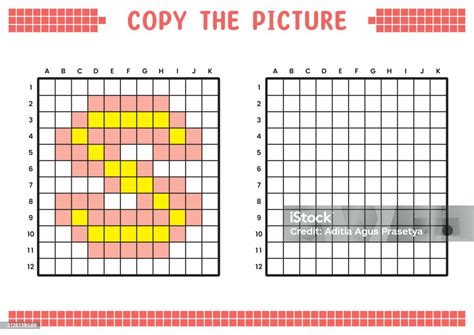 그림을 복사하고 그리드 이미지를 완성합니다 사각형으로 그리는 교육용 워크시트 셀 영역 색칠 유치원 활동 어린이 게임 만화 벡터 일러스트 레이 션 픽셀 아트 편지 S 개발에
