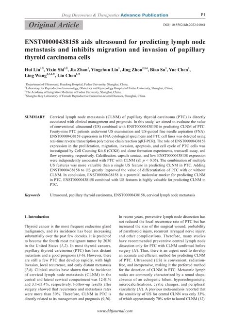 Pdf Enst00000438158 Aids Ultrasound For Predicting Lymph Node