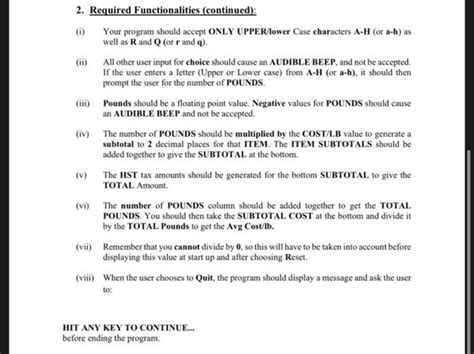 Solved 1 Required Functionalities When The Program