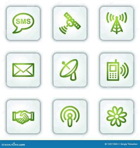 Communication Web Icons White Square Buttons Stock Vector Illustration Of Point Icon 12511045