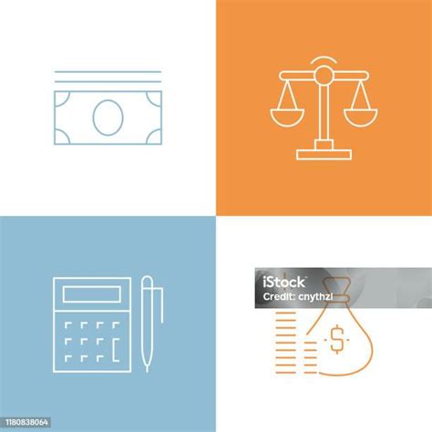 Vetores De A Ilustração Do Vetor Financia Ícones Finos Relacionados Da