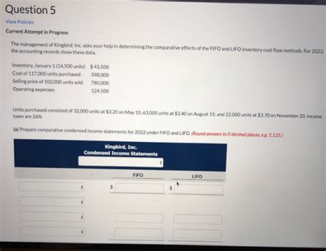Question 5 View Policies Current Attempt In Progress The Management Of